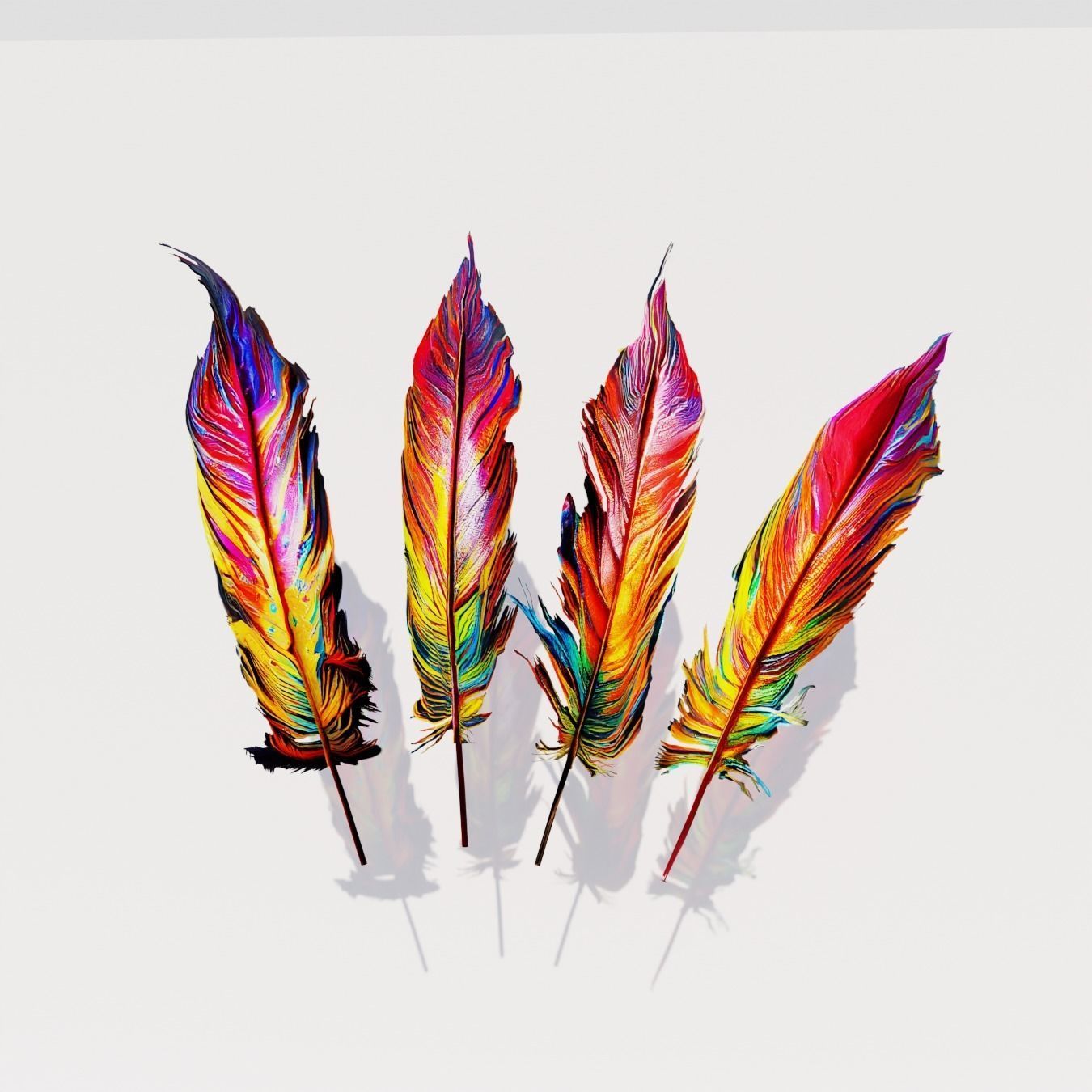 3D model Colorful Feathers VR / AR / low-poly | CGTrader