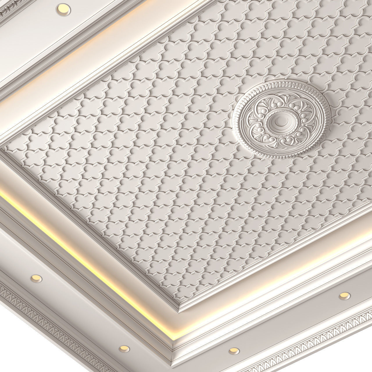 Coffered arabic ceiling with illumination in oriental style 3D model ...