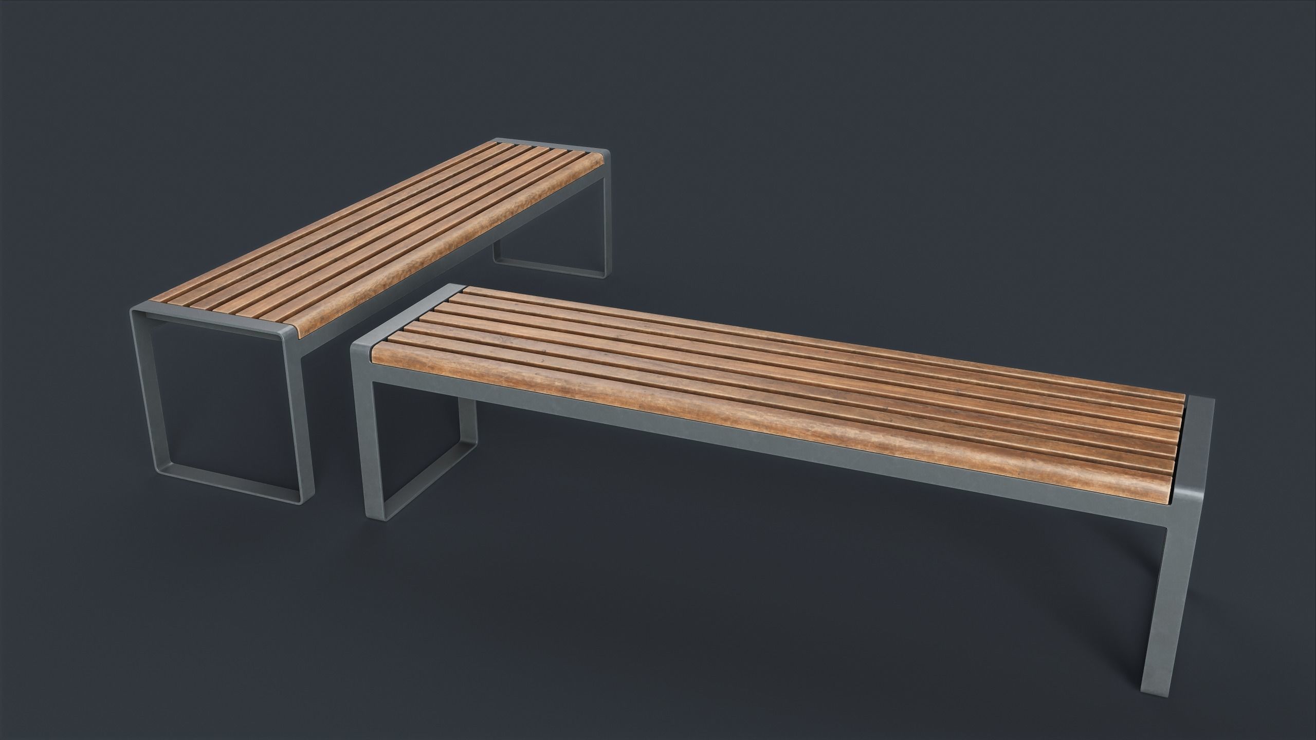 3D model Modern Outdoor Bench 3 PBR Game Ready VR / AR / low-poly ...