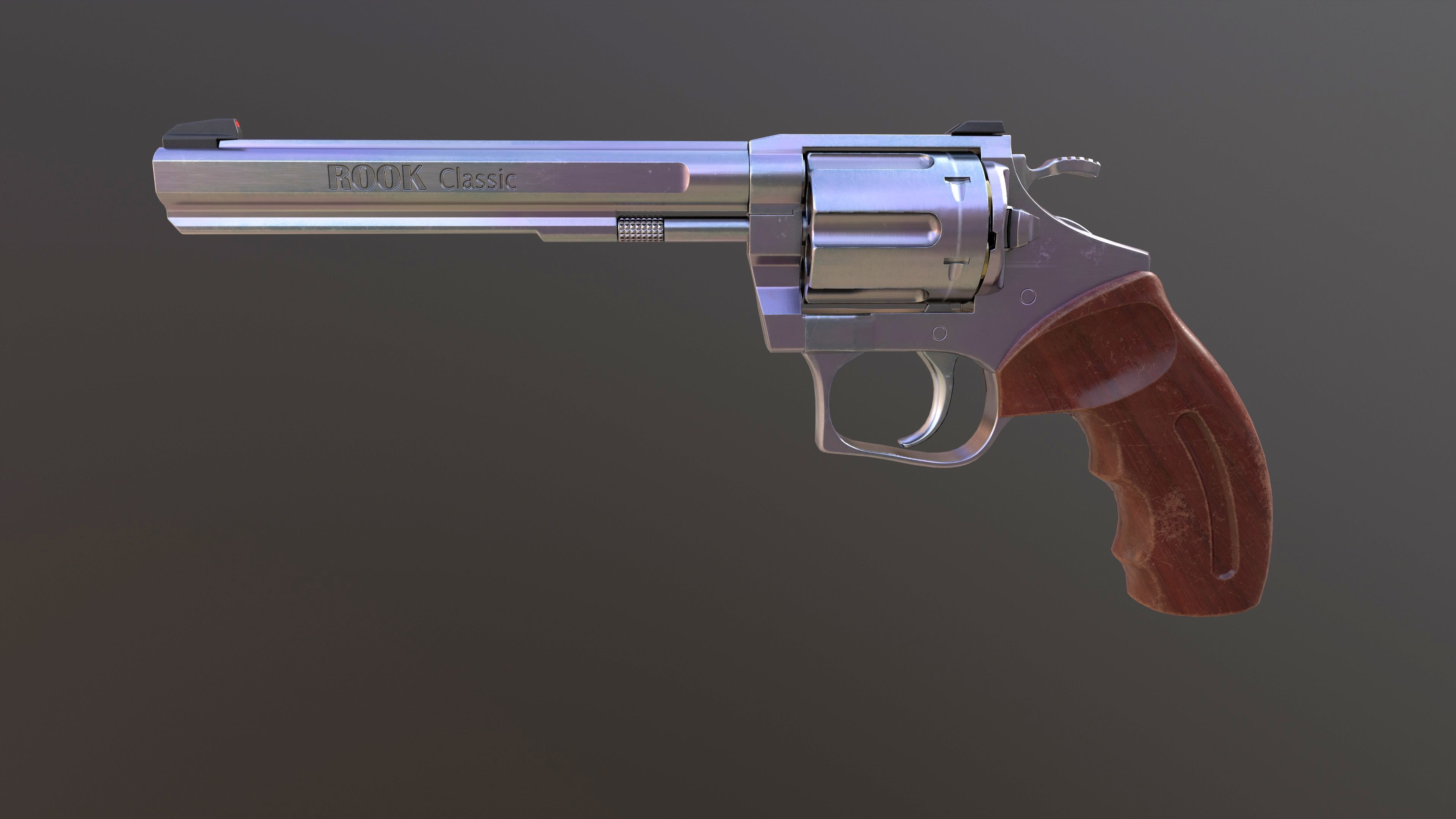 3D model Rook Classic Revolver Stainless with Bandolier and Speedloader ...