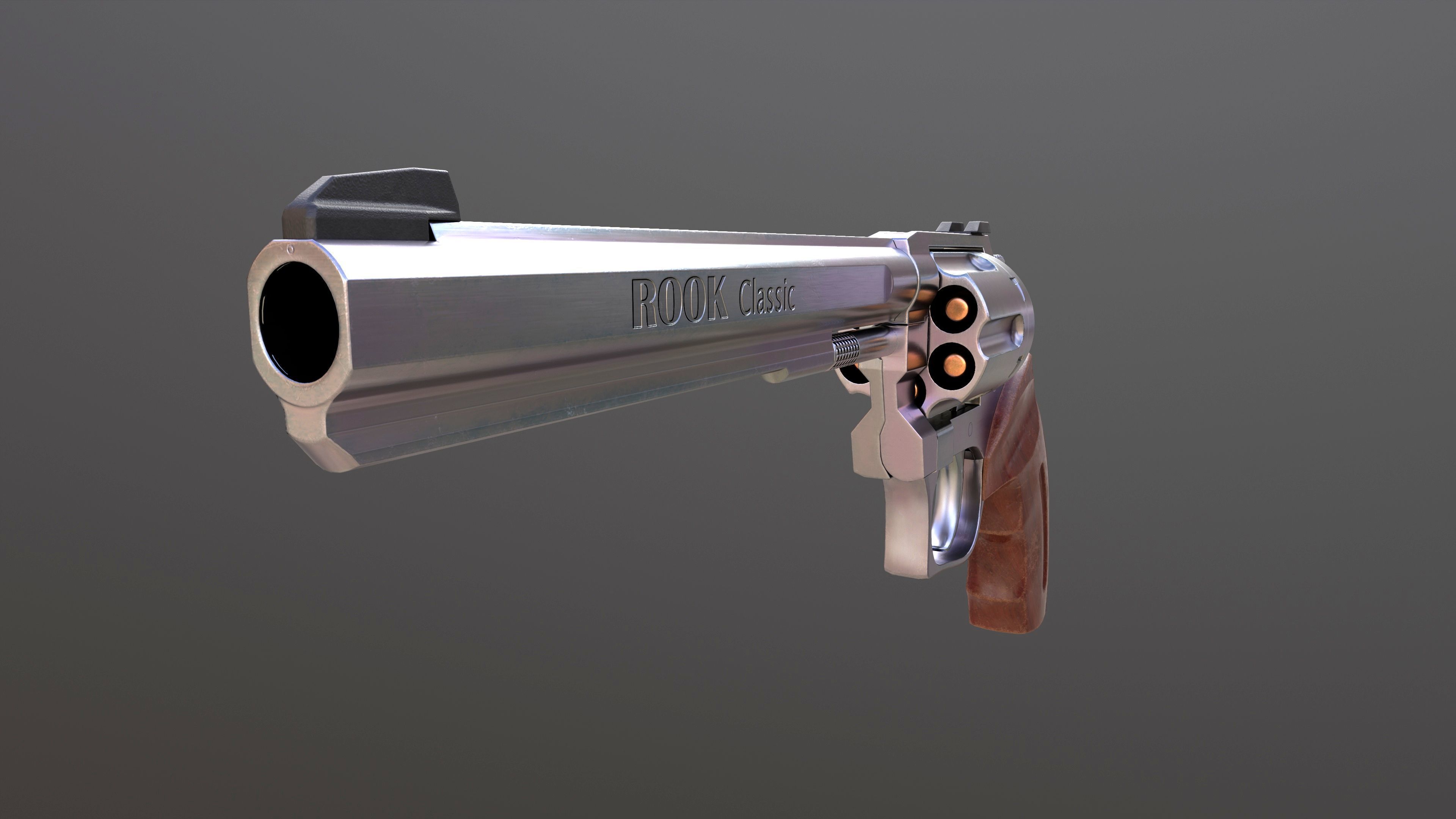 3D model Rook Classic Revolver Stainless with Bandolier and Speedloader ...