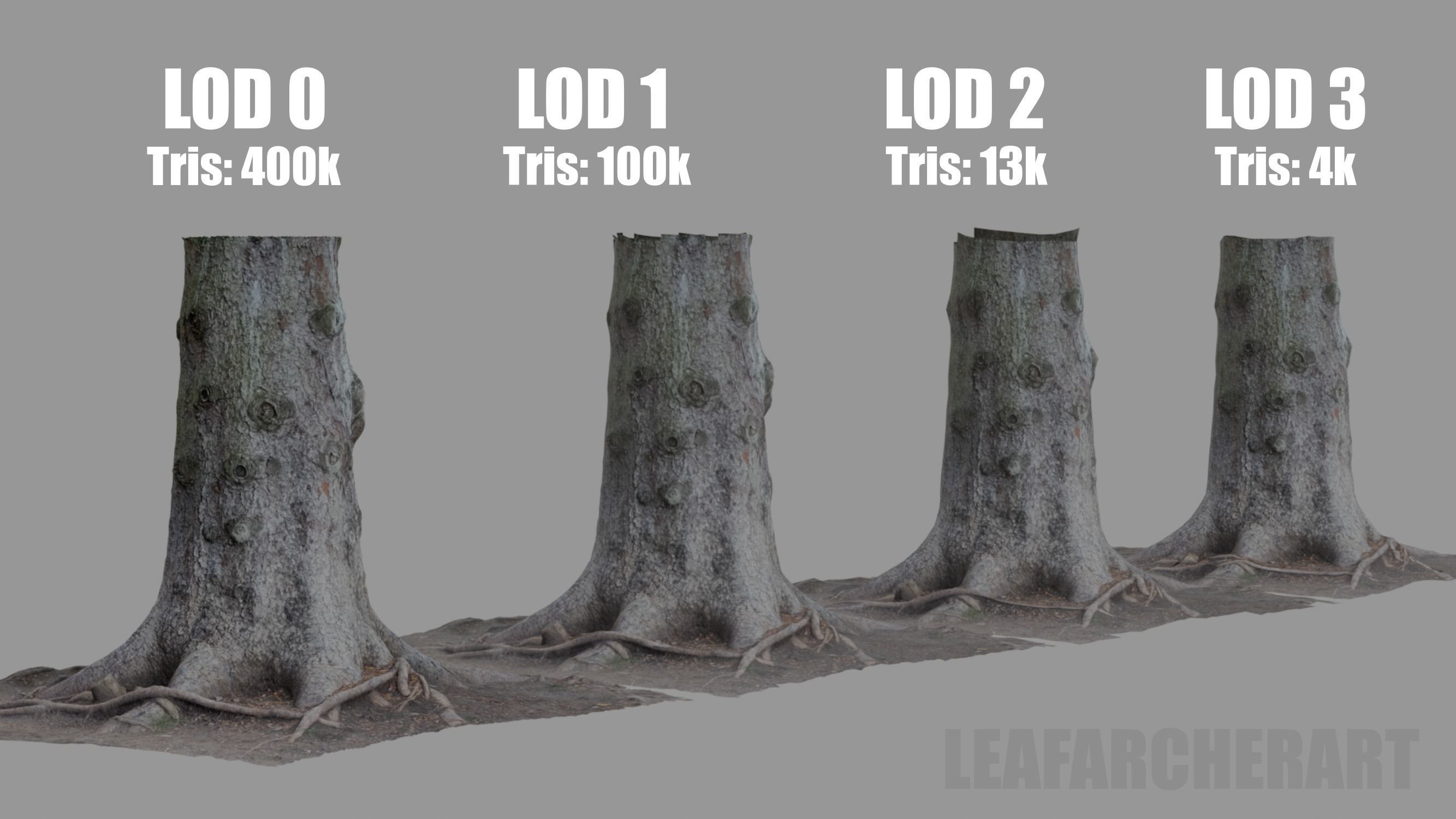 Pine Tree Trunk - Photoscan 3D Model - Varying LOD free VR / AR / low ...