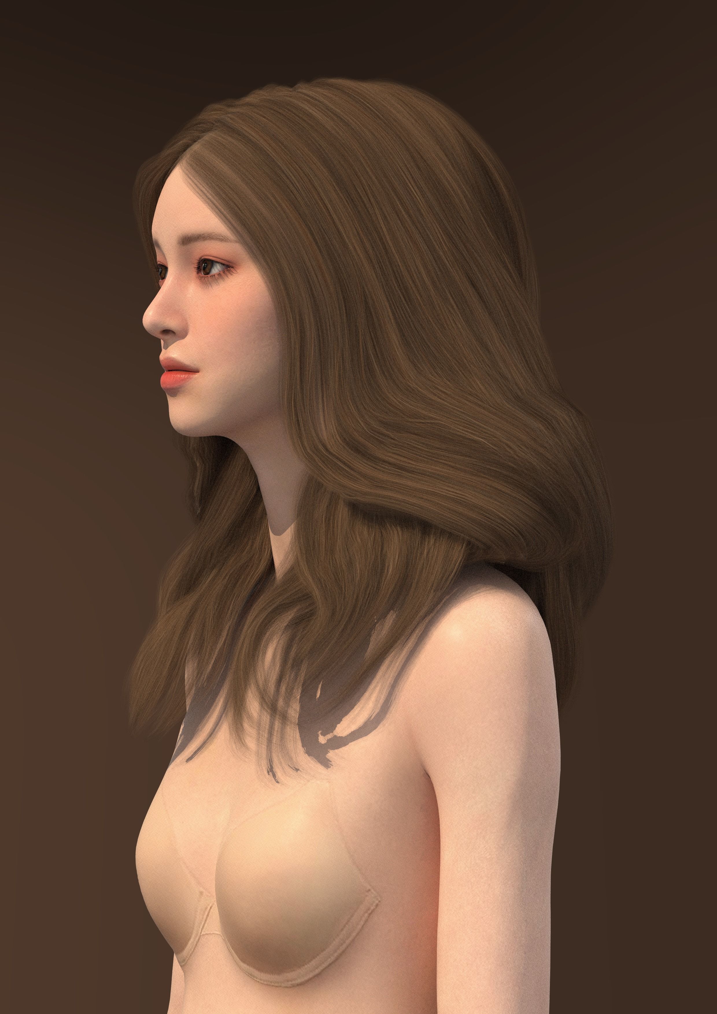 Long hair 001-FV2 for Yuna-FV2 3D model from 3DClo Software 3D model rigged | CGTrader