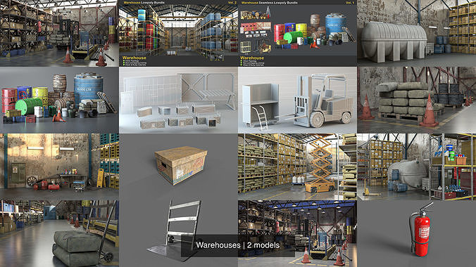 3D Model Collection Warehouses warehouse VR / AR / low-poly | CGTrader
