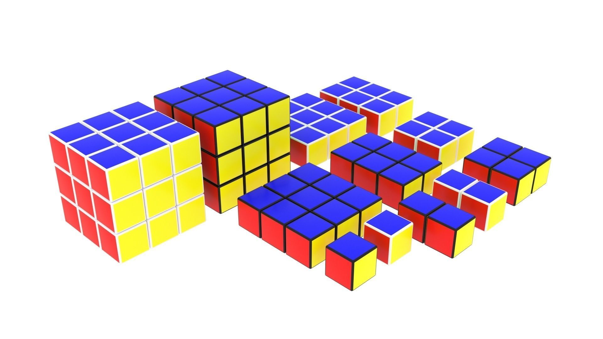 Rubiks Cubes Set 3D model | CGTrader