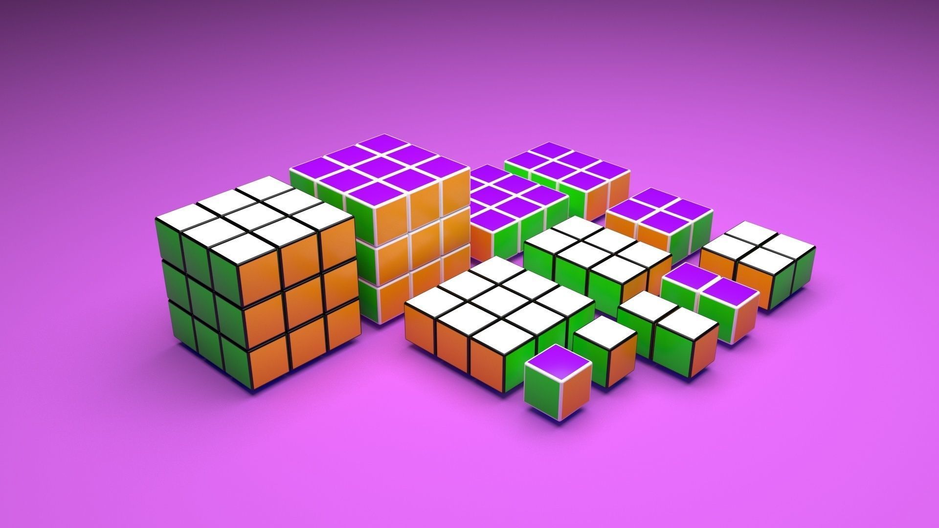 Rubiks Cubes Set 3d Model Cgtrader