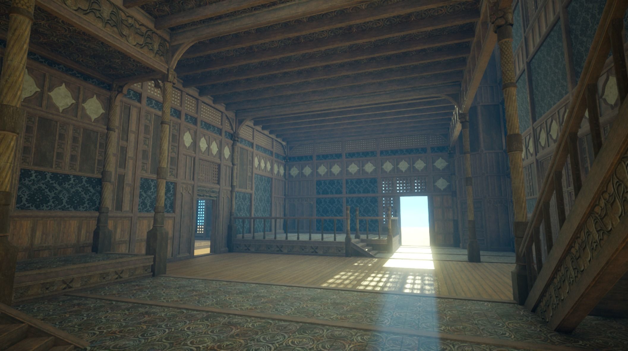 3D model Medieval House library- interior and exterior design VR / AR ...