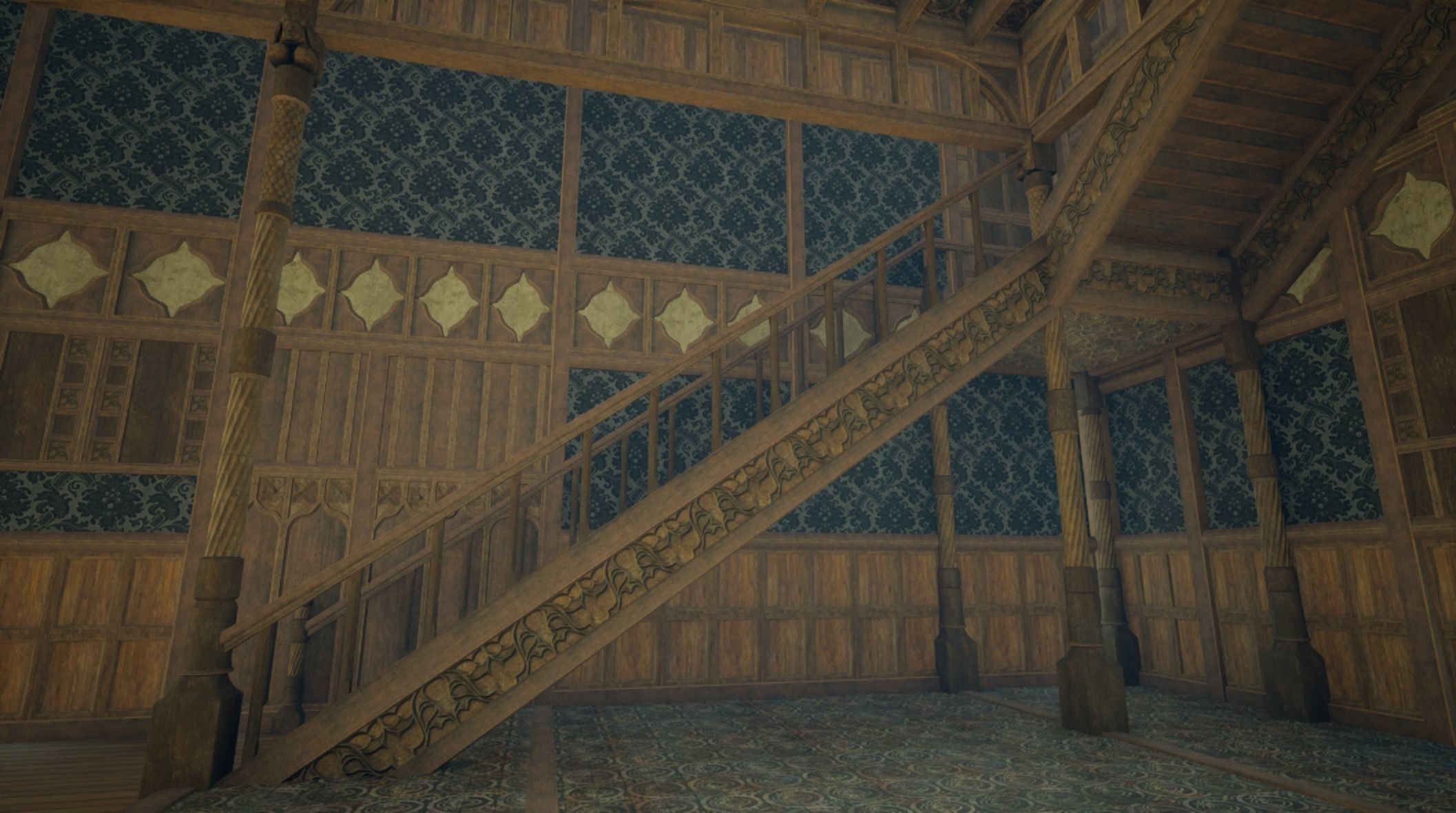 3D model Medieval House library- interior and exterior design VR / AR ...