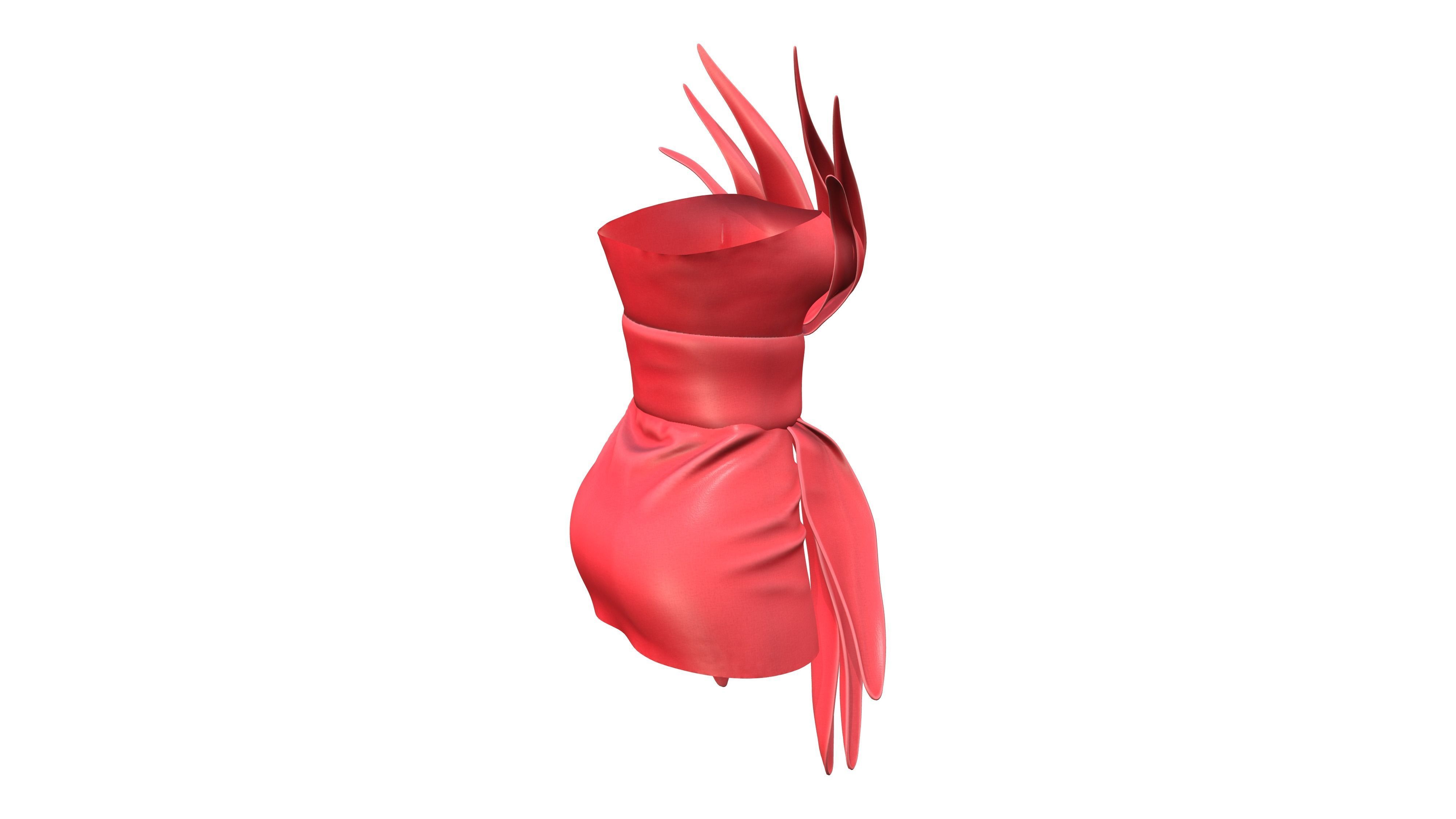 3D model Red Fashion Art Dress With Spikes VR / AR / low-poly | CGTrader