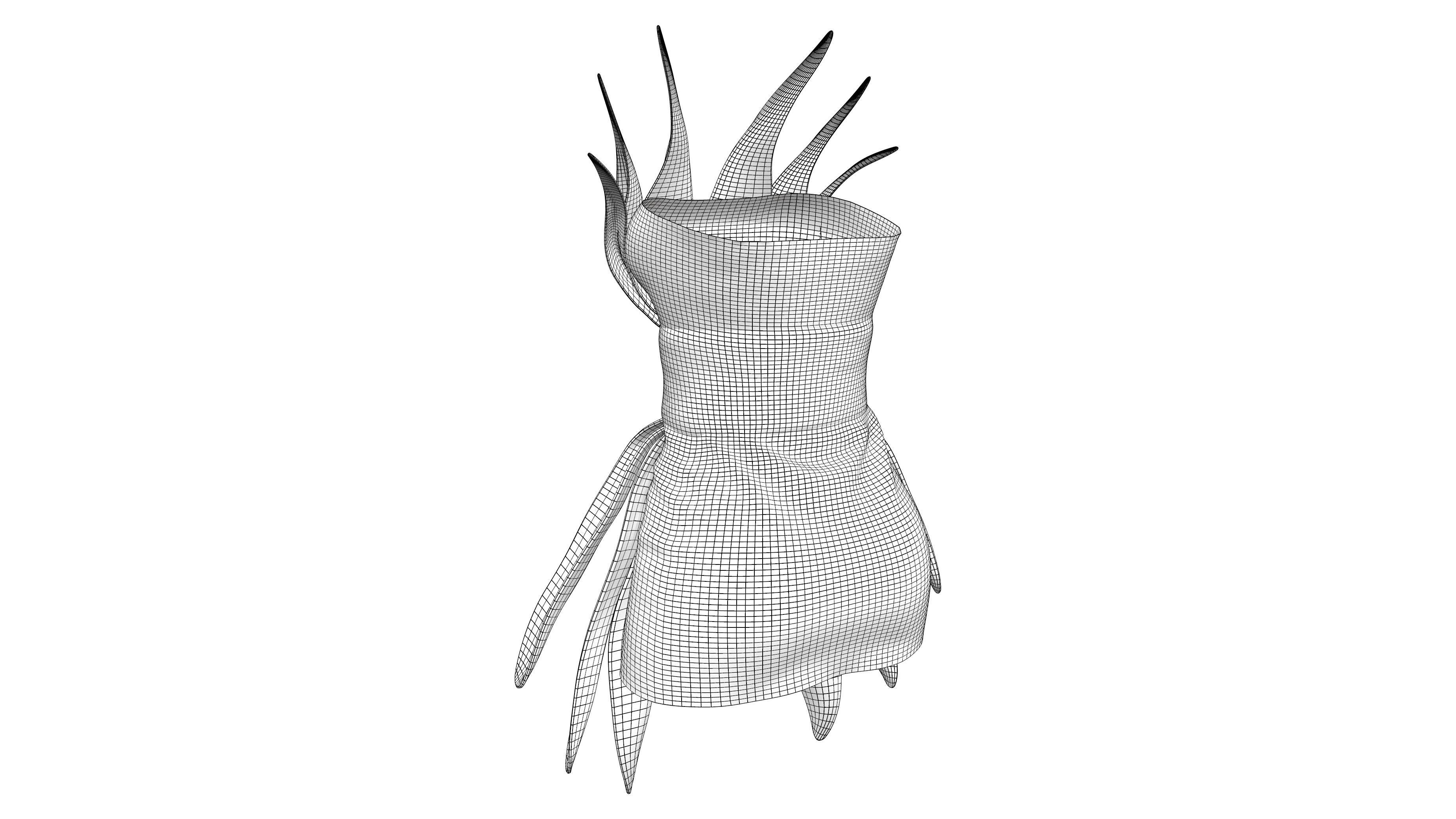 3D model Red Fashion Art Dress With Spikes VR / AR / low-poly | CGTrader