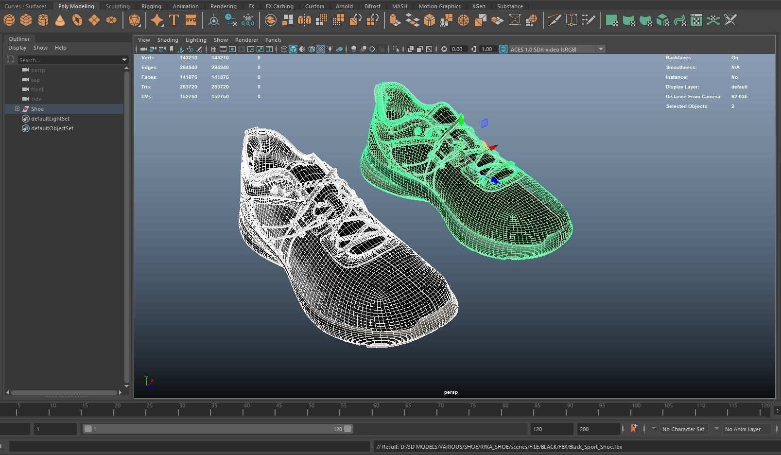 3D model Black Sport Shoe 3D Model VR VR / AR / low-poly | CGTrader