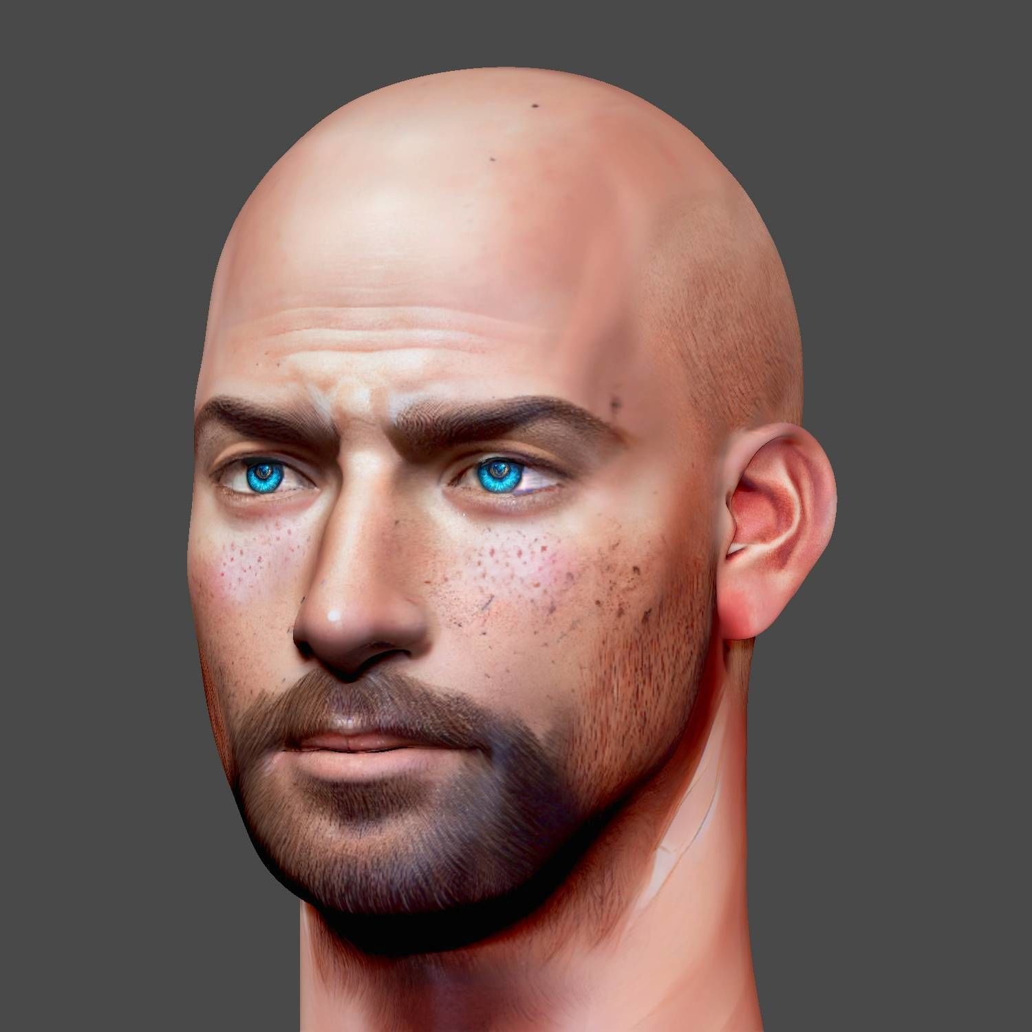 3D model Male head Realistic Perfect Head Low-poly 3D model game ready ...