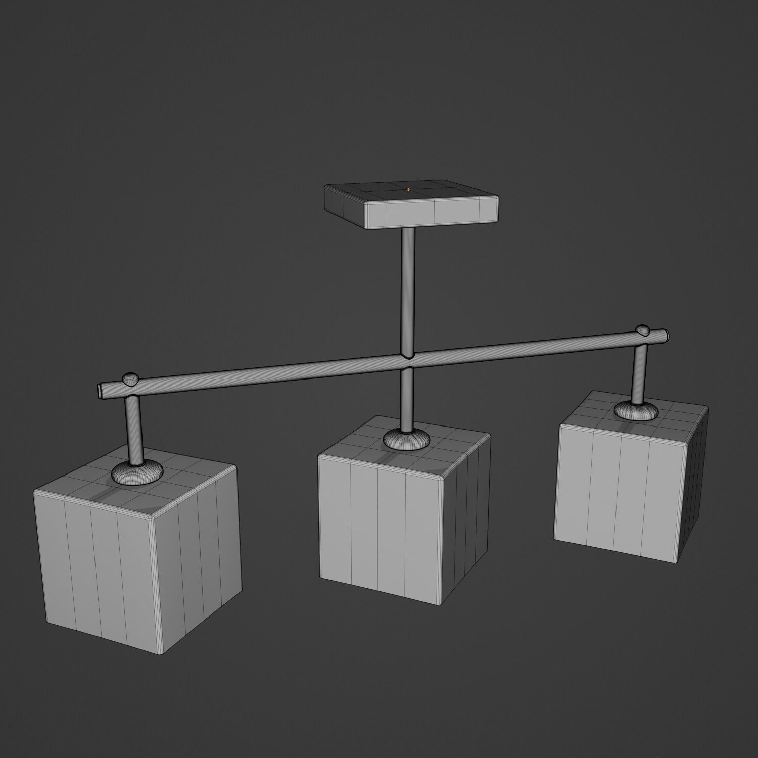 3D model Chandalier low poly ceiling light with three square lights VR / AR / low-poly | CGTrader