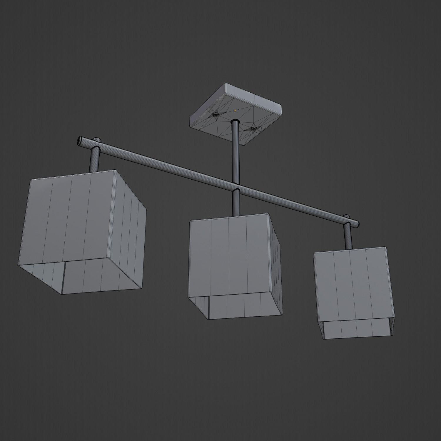 3D model Chandalier low poly ceiling light with three square lights VR / AR / low-poly | CGTrader