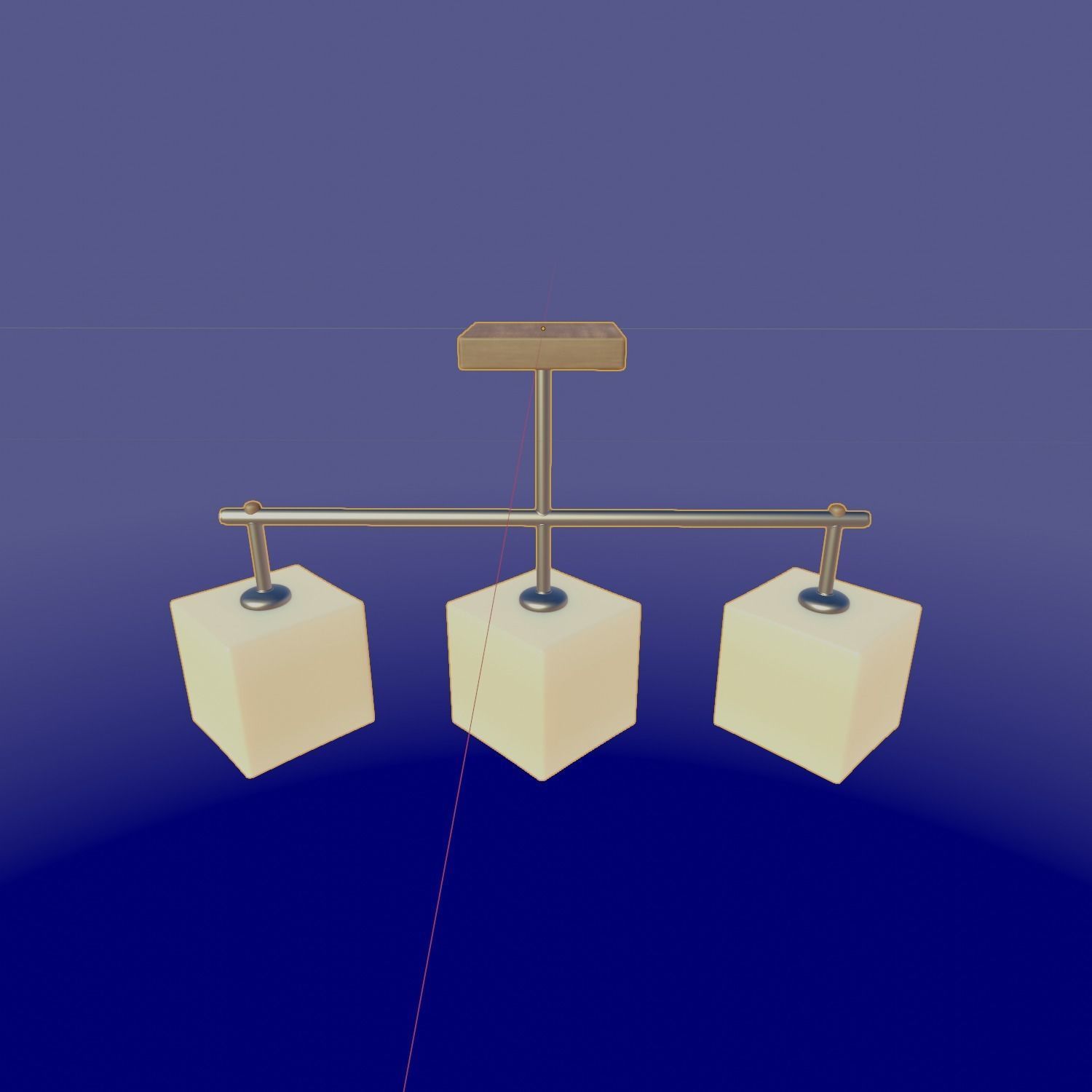 3D model Chandalier low poly ceiling light with three square lights VR / AR / low-poly | CGTrader