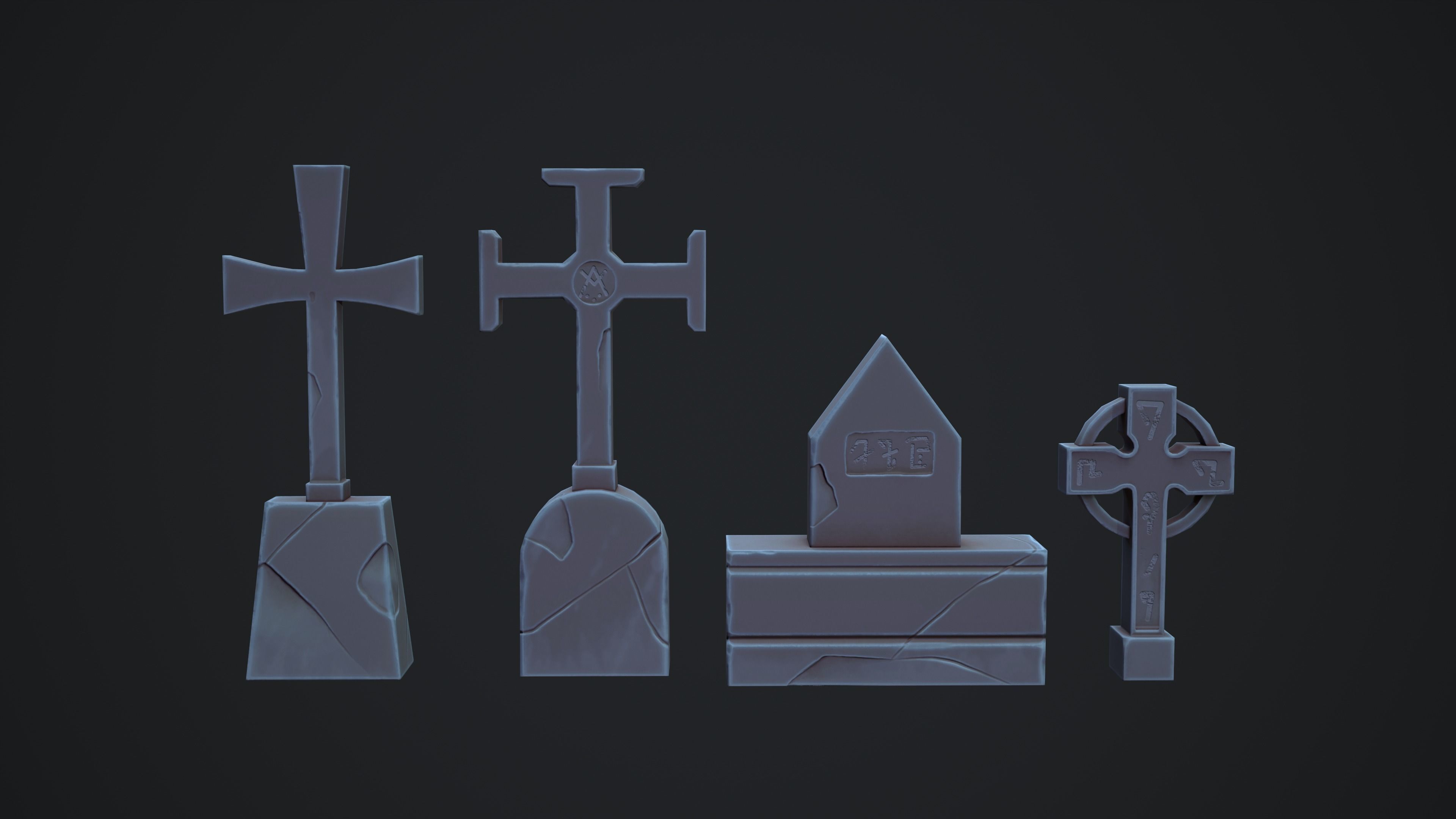 3D model Tombstone gravestones and crosses VR / AR / low-poly | CGTrader
