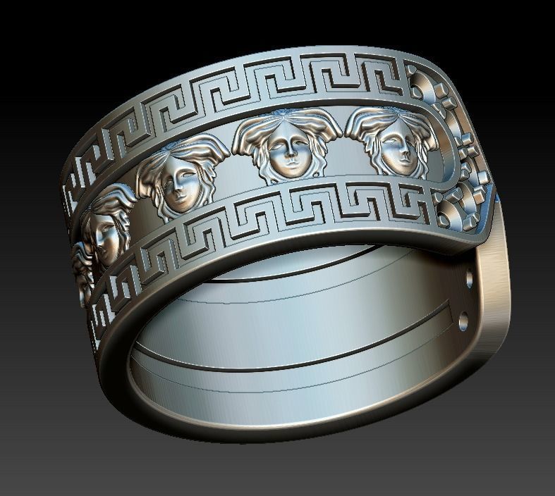 Ring meander Gorgon Medusa adjustable diamond ring for women 3D model ...