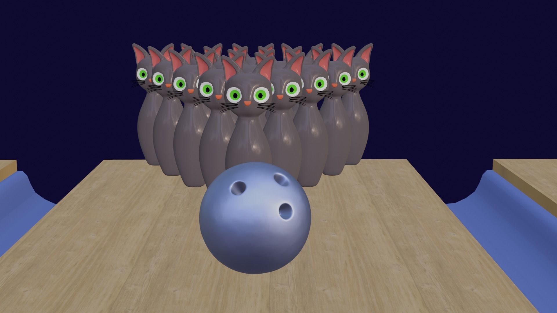 Hyper-Casual Cat bowling pins and ball free VR / AR / low-poly 3D model ...