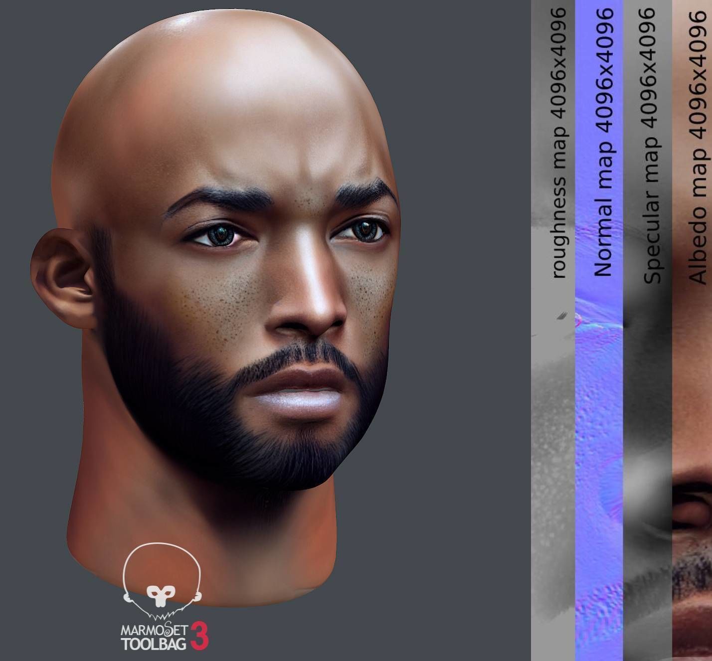 3D model Black african male head Realistic Perfect Head Low-poly 3D VR ...