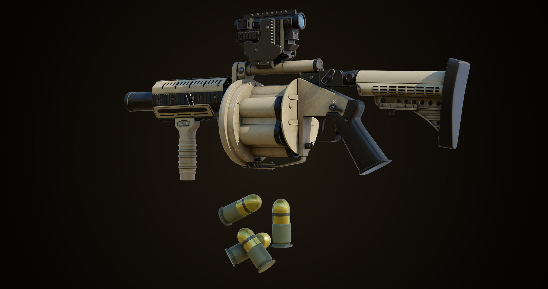 Collection of Grenade Launcher Gun All PBR Textures Included VR / AR ...