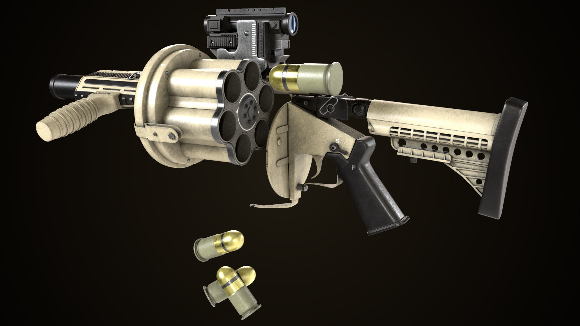 Collection of Grenade Launcher Gun All PBR Textures Included VR / AR ...