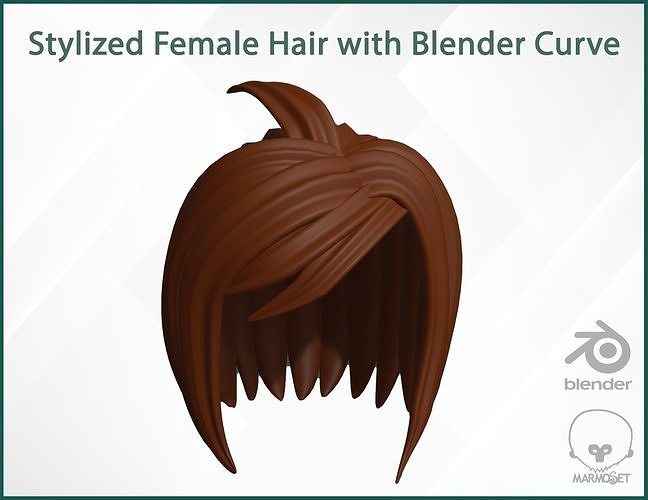 3D model Stylize Female Hair with Blender curve 4 VR / AR / low-poly ...