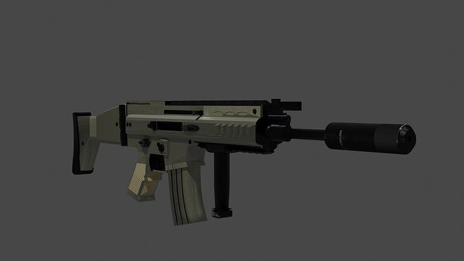 Low poly SCAR assault rifle free 3D model | CGTrader