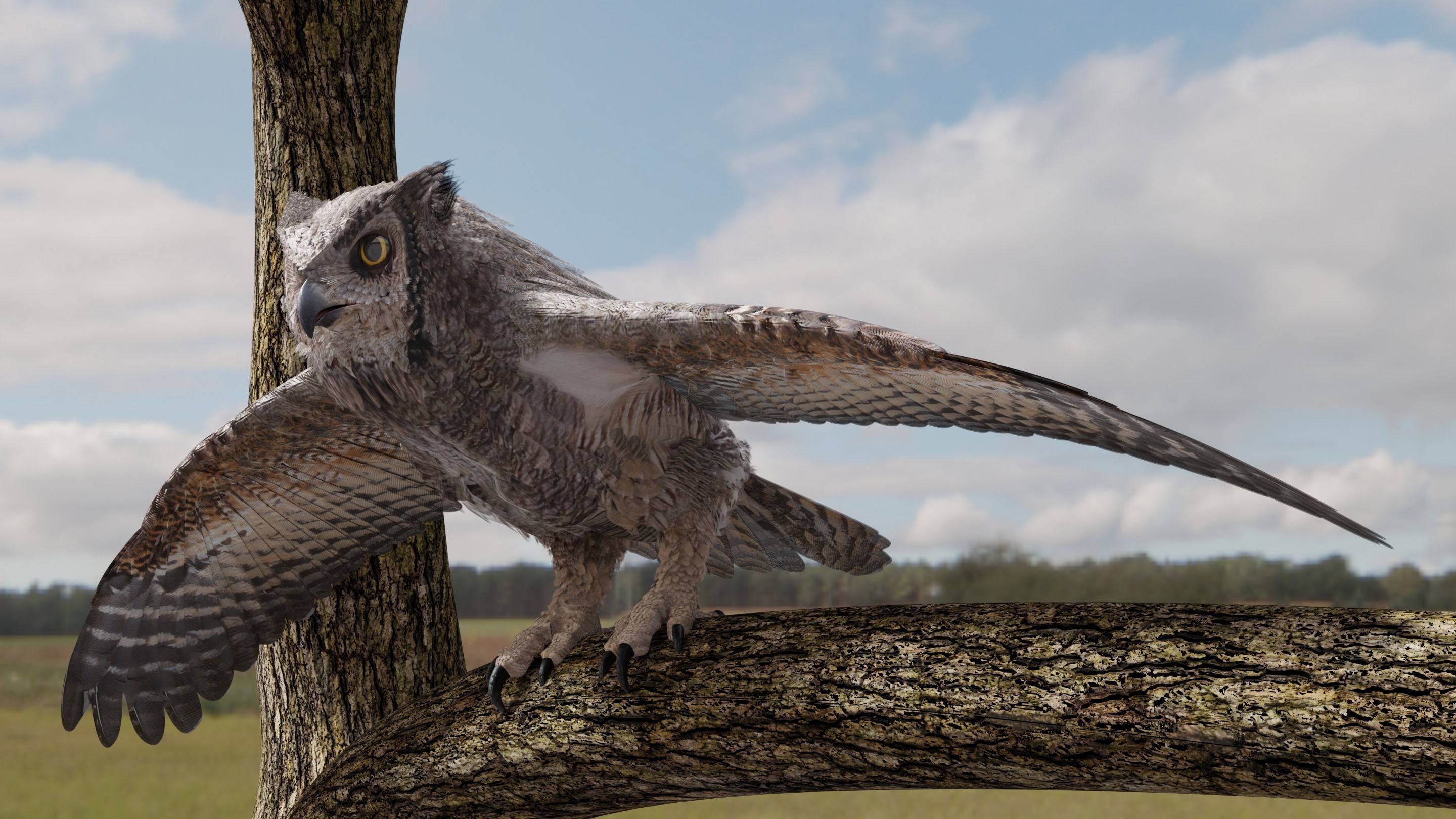 3D model Great Horned Owl - Blender VR / AR / low-poly | CGTrader