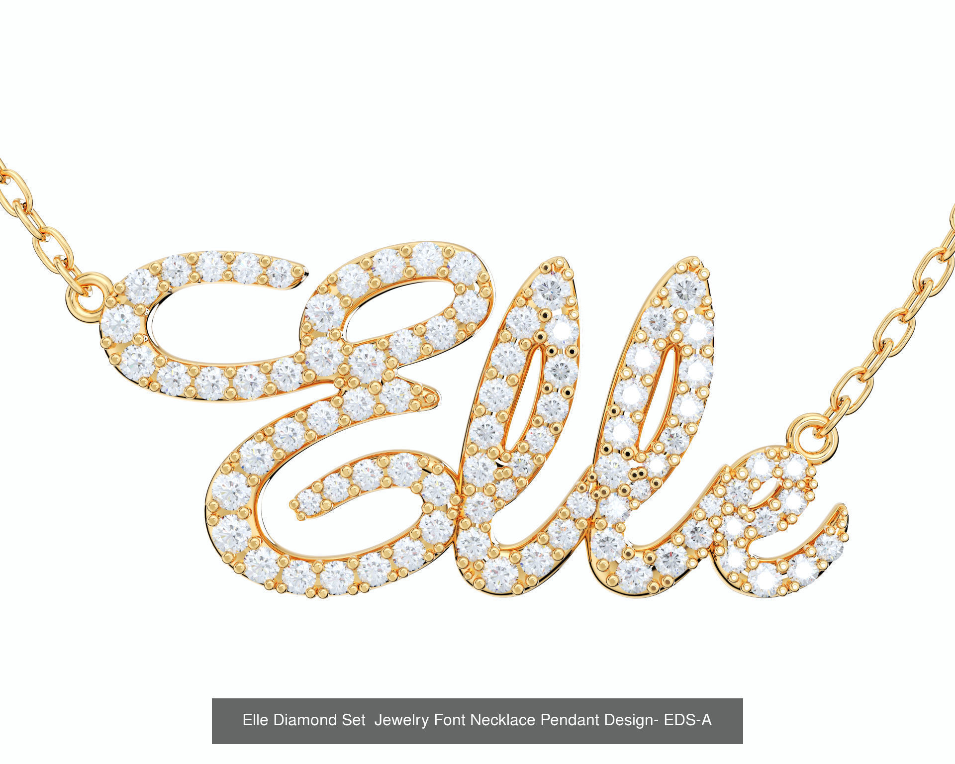 Elle Two Versions Jewelry Font Necklace Pendant Design 3D Model ...