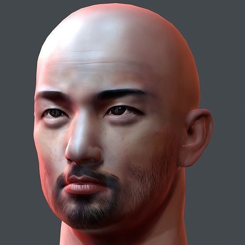3D model Male head Asian male head PBR Realistic Perfect Head Low-poly ...