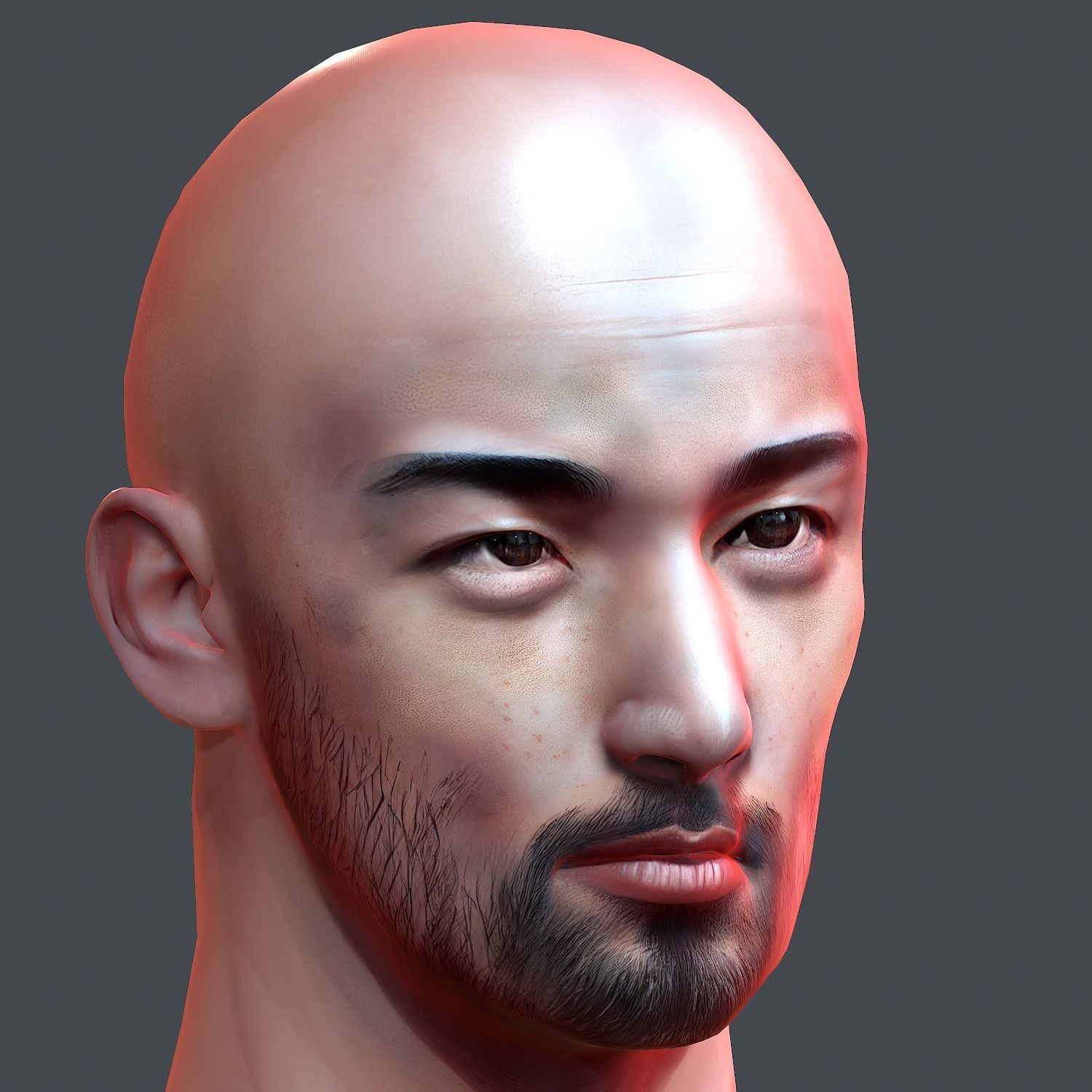 3D model Male head Asian male head PBR Realistic Perfect Head Low-poly ...