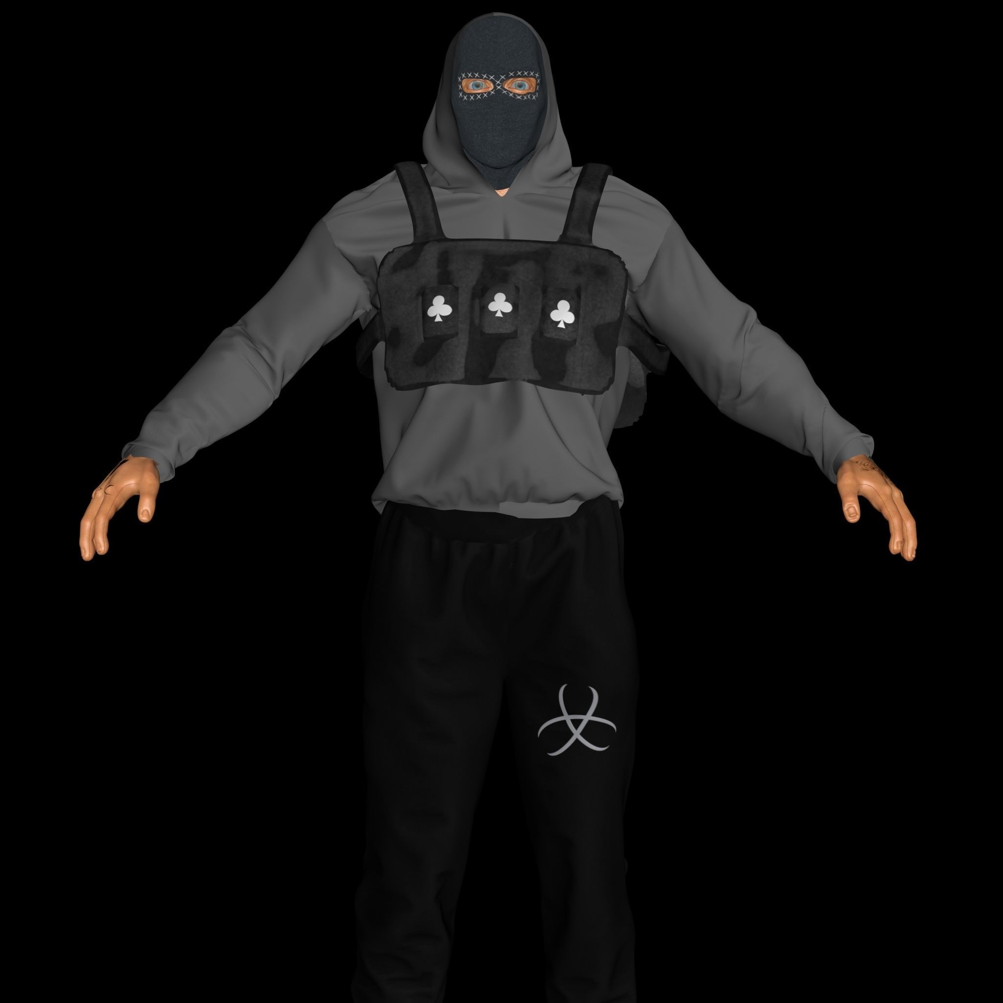 3D model Theif man wearing hoodie and pants VR / AR / low-poly | CGTrader