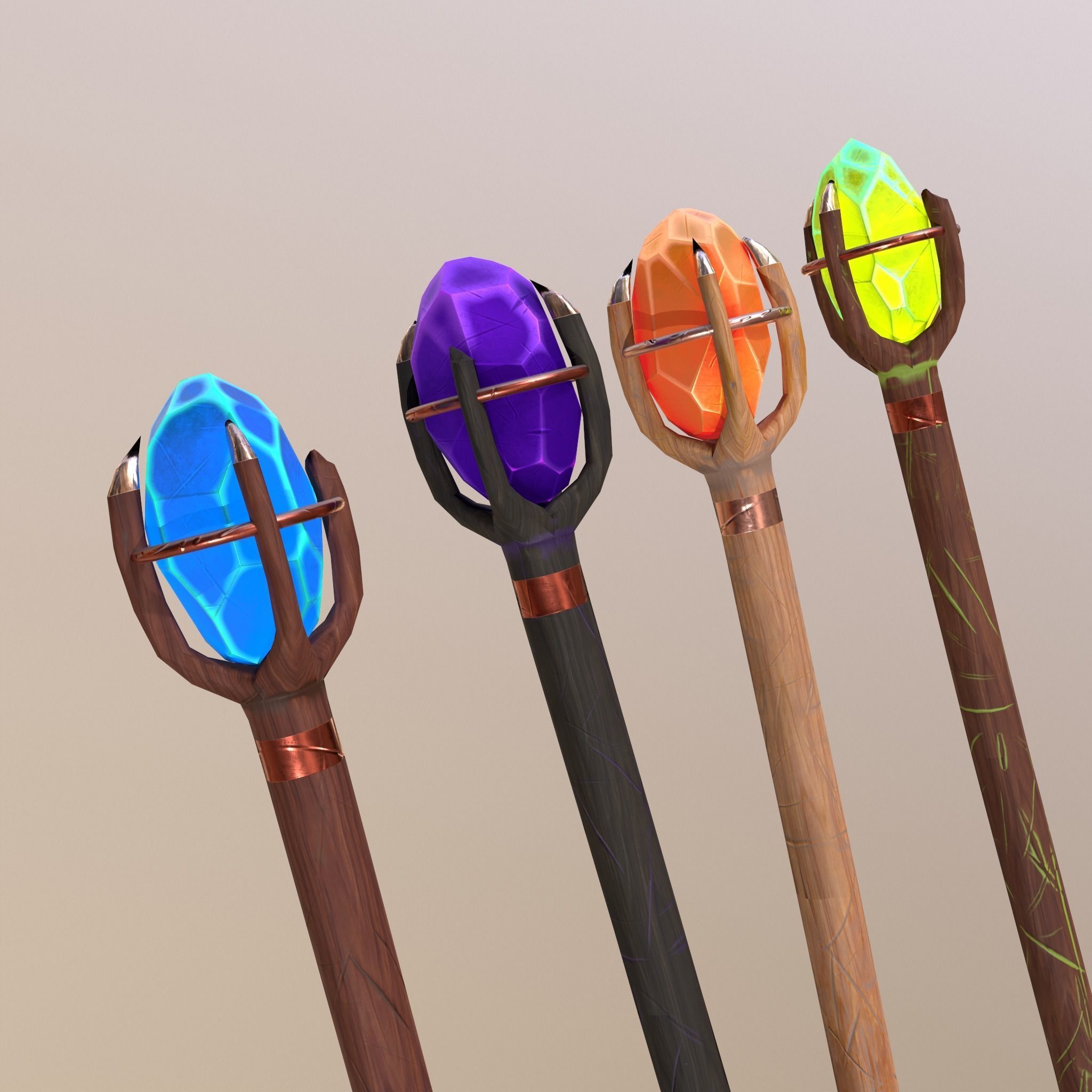 3D model Old wooden staff VR / AR / low-poly | CGTrader