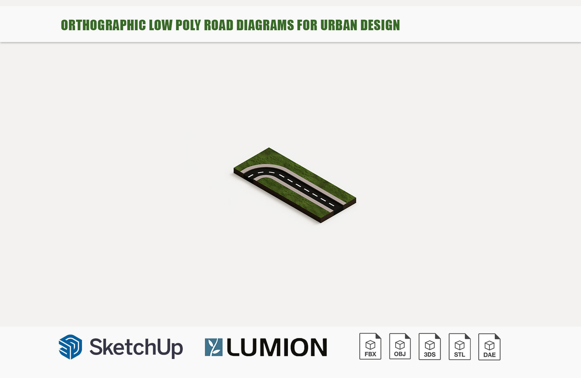 3D model Orthographic low poly Road diagrams for urban design VR / AR ...