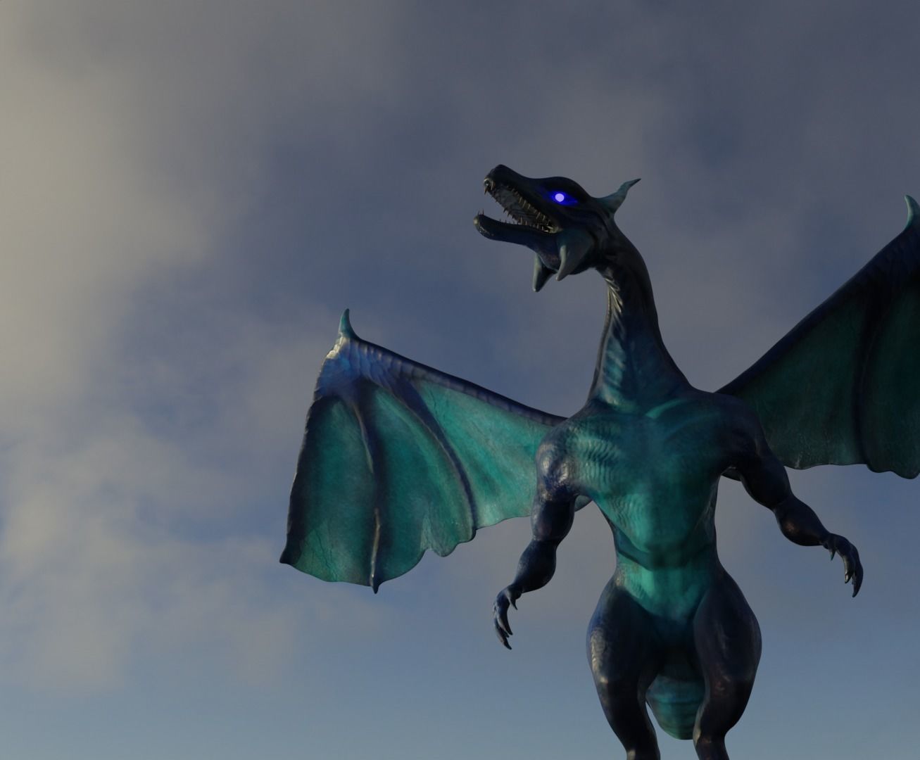 3D model Blue Dragon Low Poly Game Ready VR / AR / low-poly | CGTrader