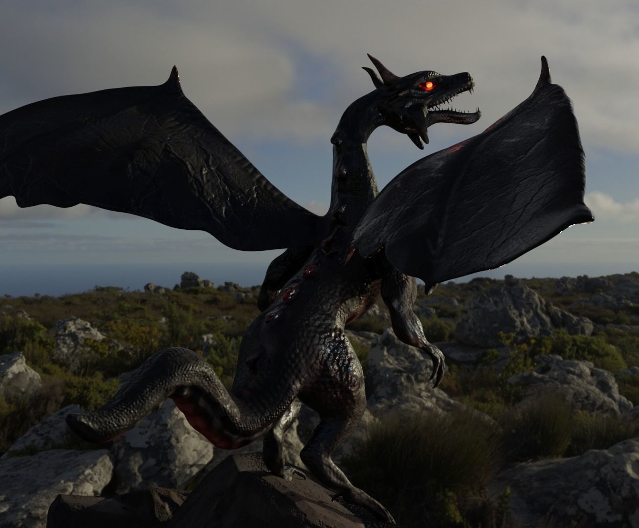 3D model Black Red DRAGON lowpoly GAME READY VR / AR / low-poly | CGTrader