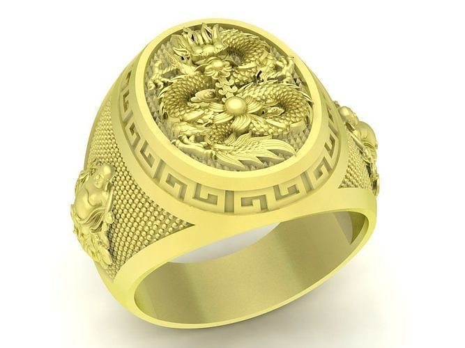 fengshui chinese dragon men ring 3799 3D model 3D printable | CGTrader