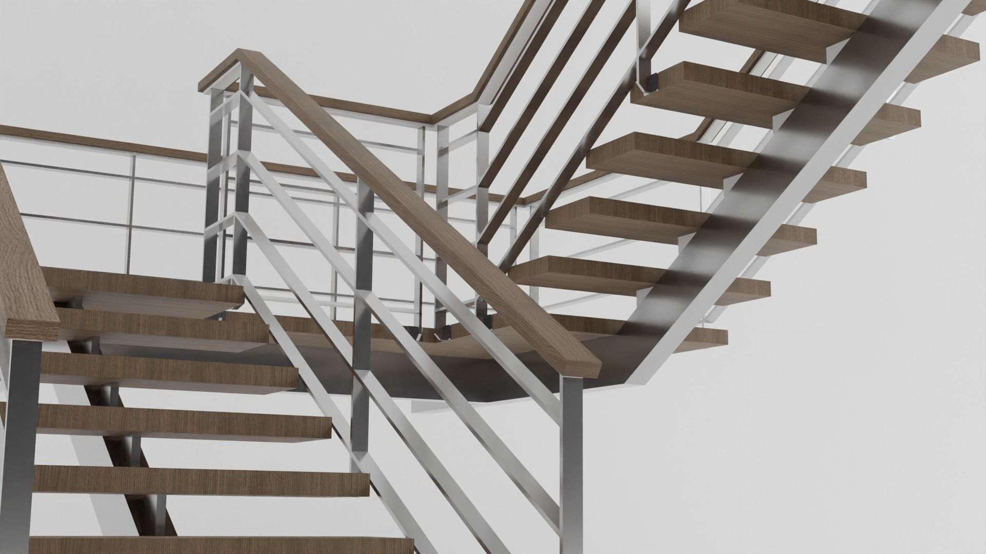 3D model Wood stair in blender 3 and Cycles Asset VR / AR / low-poly ...