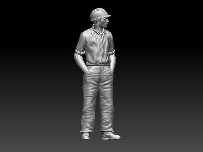 builder man in hard hat 3D model 3D printable | CGTrader
