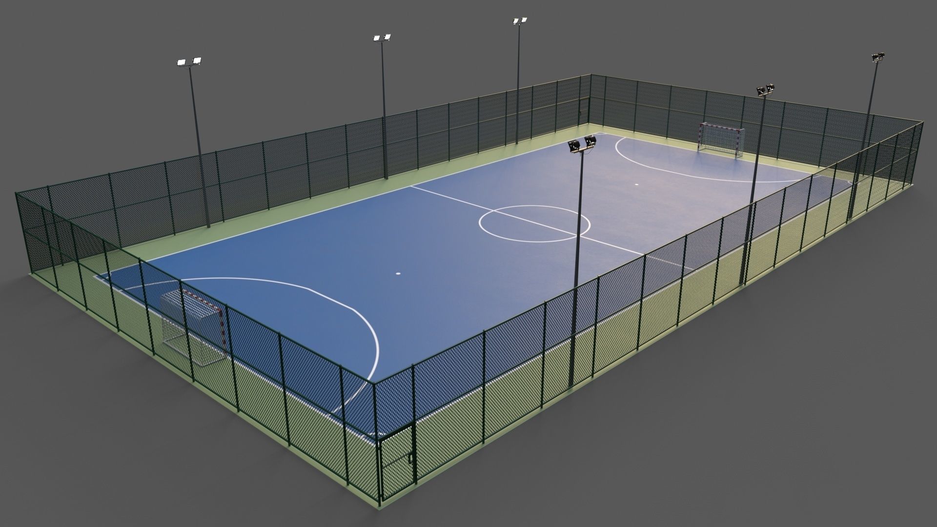 3D model PBR Modular Outdoor Soccer and Football Court VR / AR / low ...