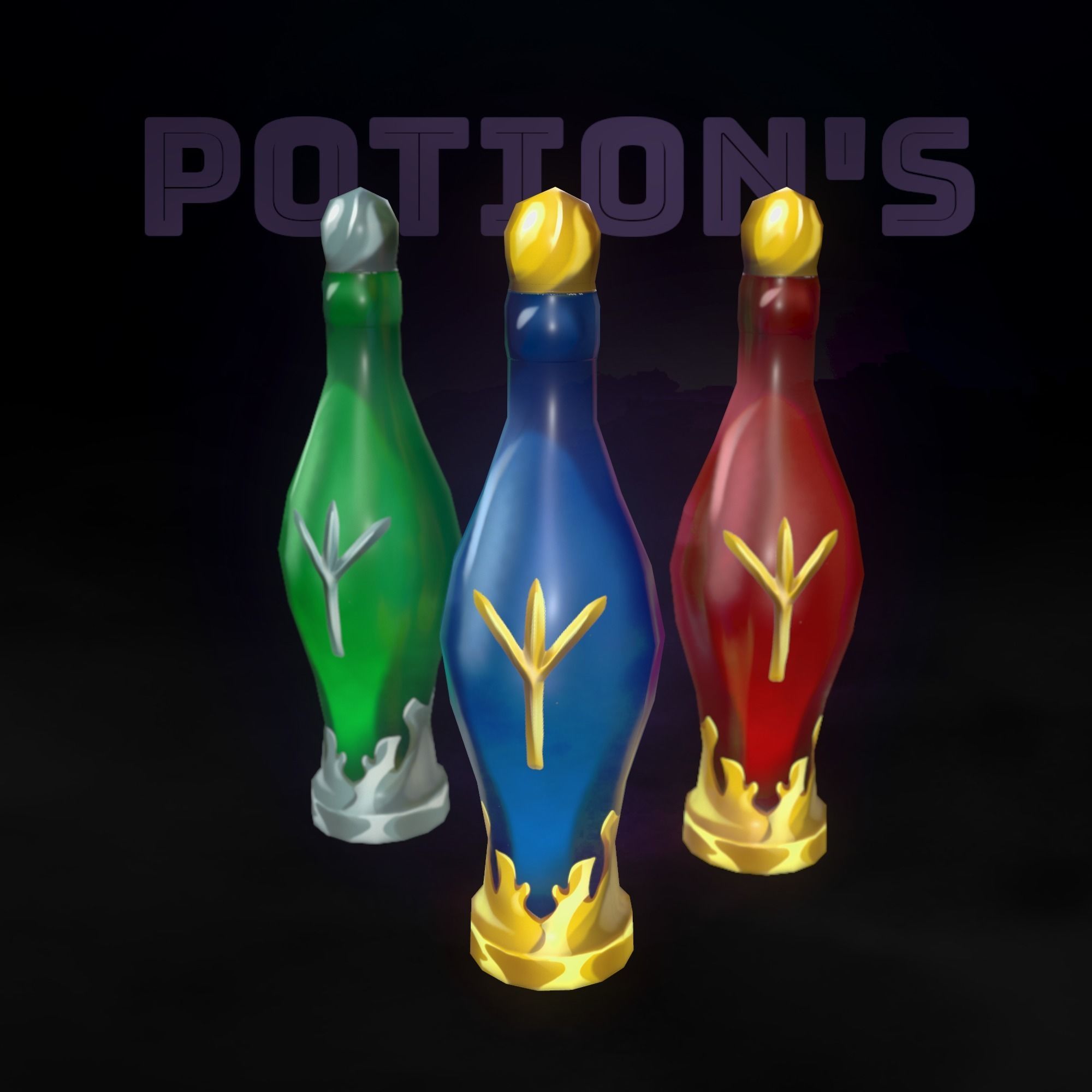 Free Handpainted RPG Potions free VR / AR / low-poly 3D model | CGTrader
