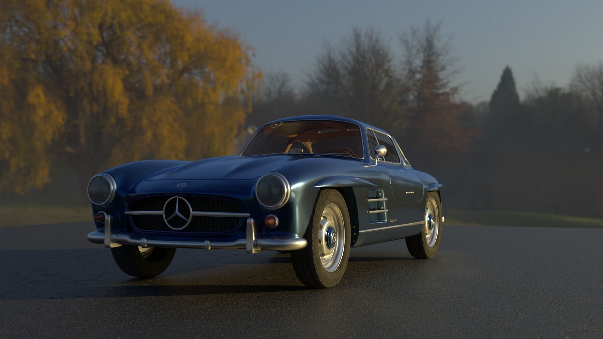 Mercedes benz 300 SL free 3D model animated rigged | CGTrader
