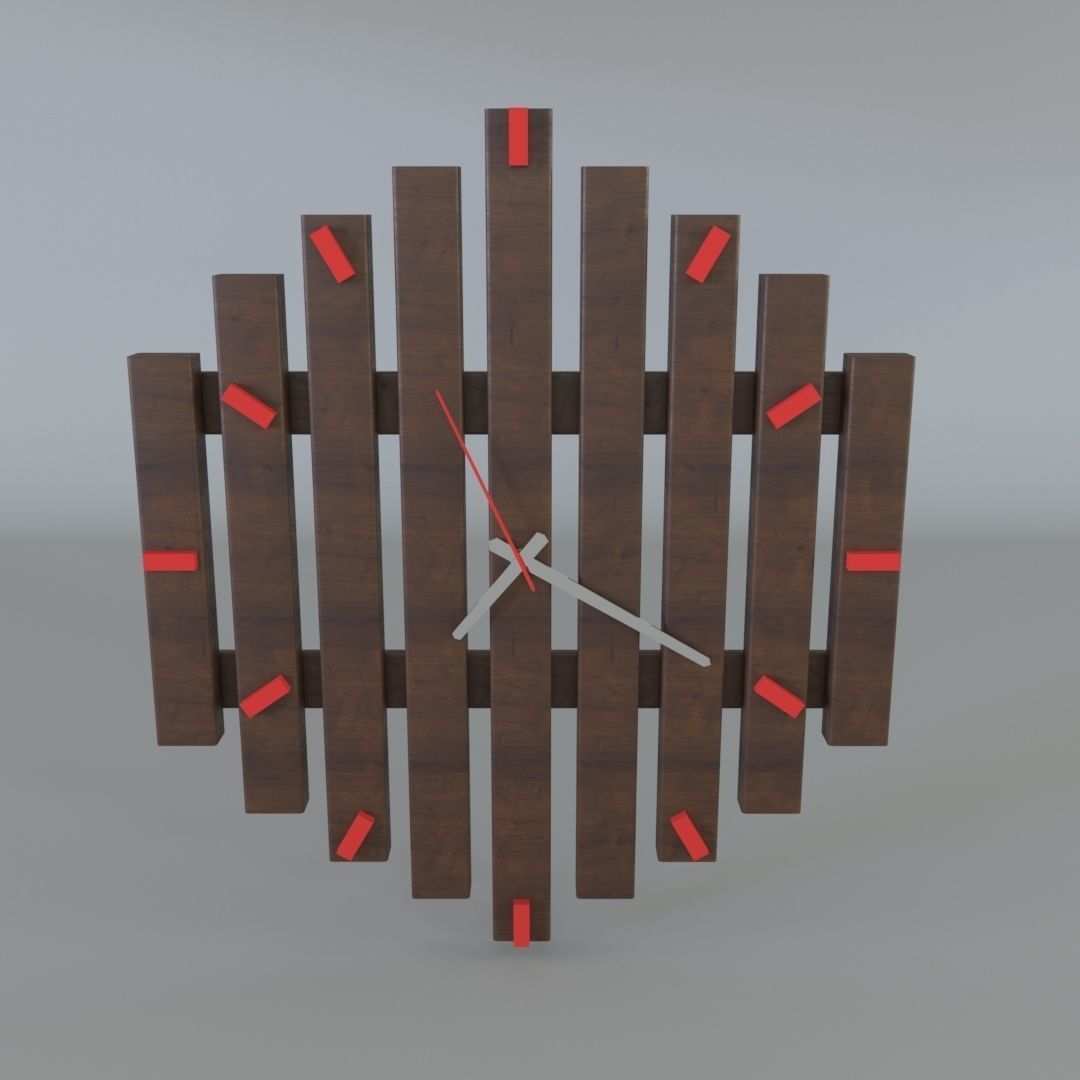 3D model Clock wooden wall with accents VR / AR / low-poly | CGTrader