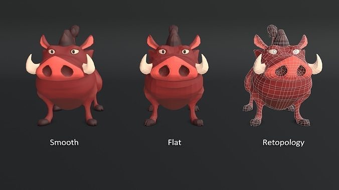 3D model Pumba warthog with different facial expressions VR / AR / low ...