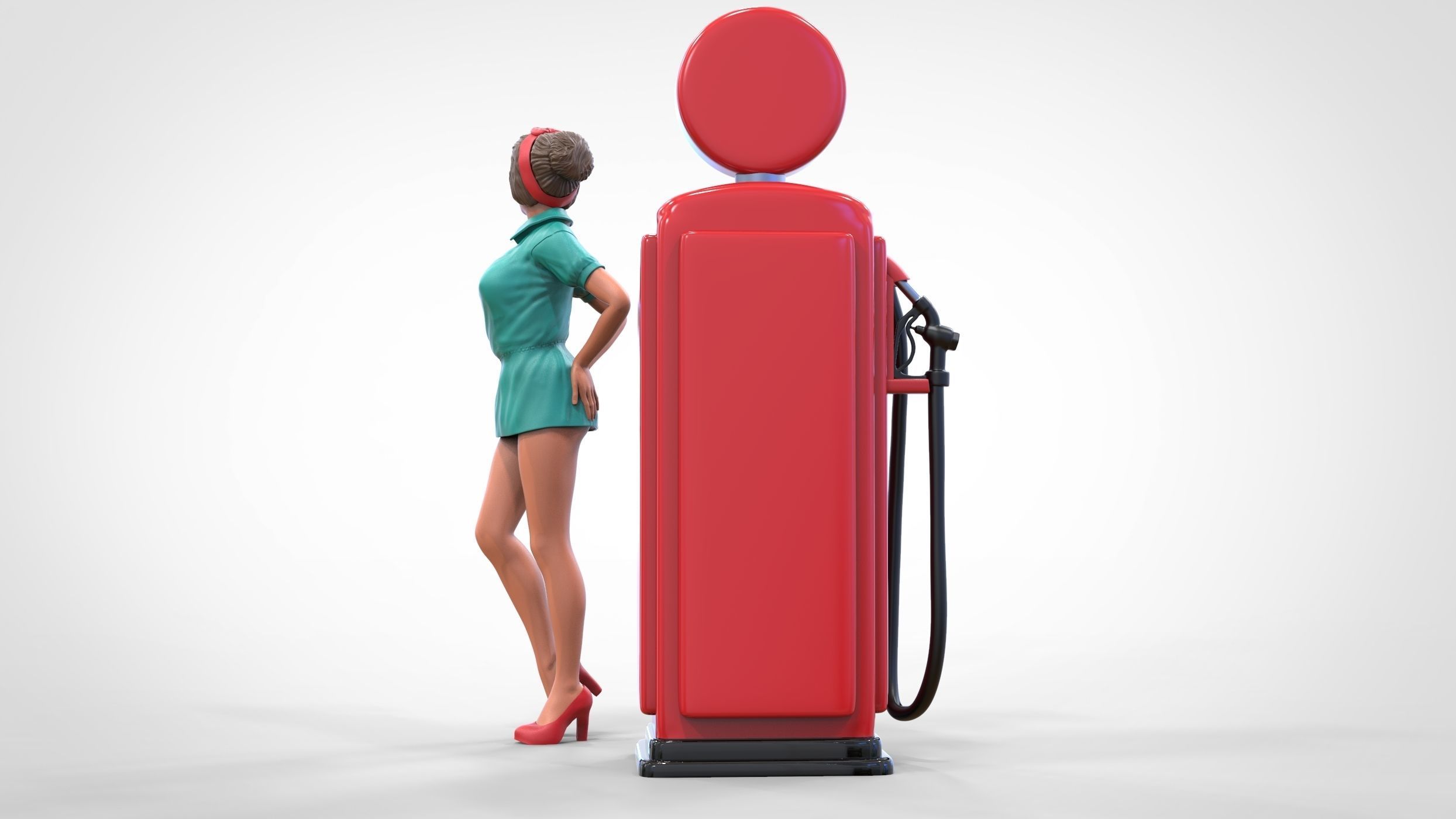 N3 Pin up girl with Gas Pump 3D model 3D printable | CGTrader