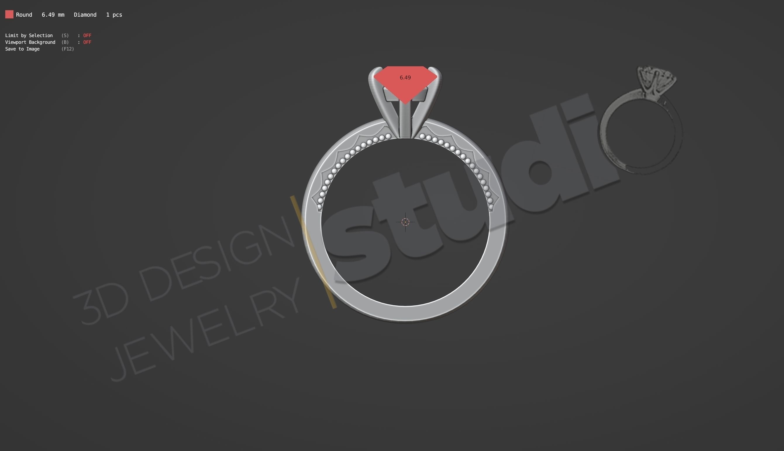 Highly detailed solitaire diamond ring 3d design 3D model 3D printable ...