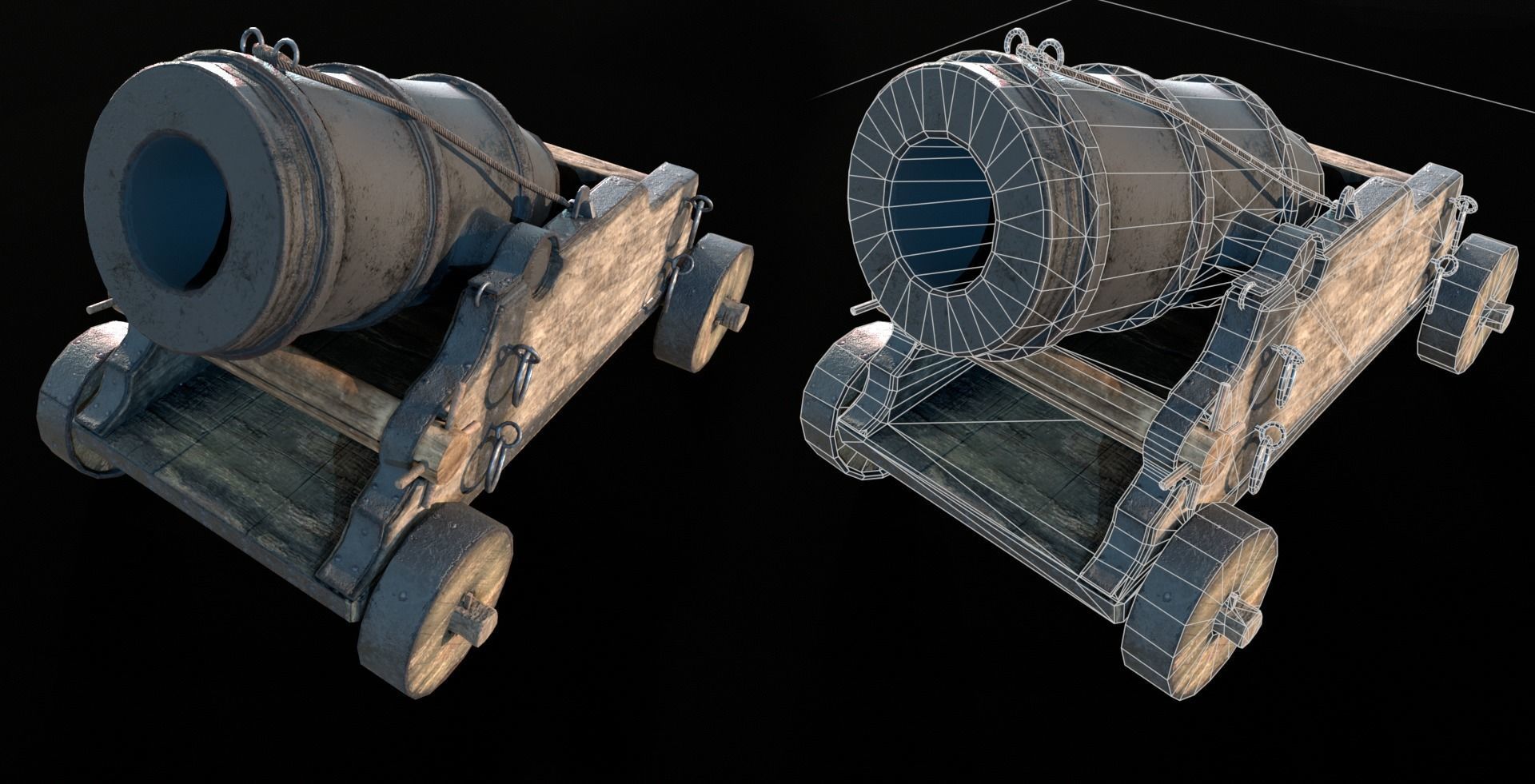 3D model Mortar two cannons on wheels VR / AR / low-poly | CGTrader