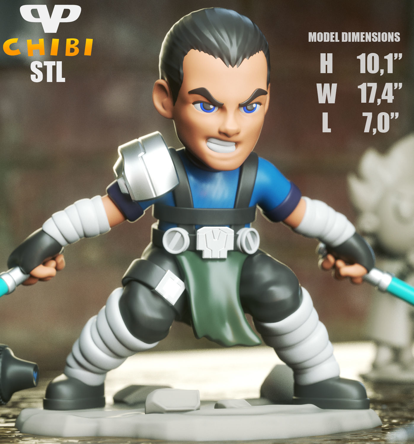 Starkiller Chibi STL for 3D Printing ChibiSTL 3DXM 3D model 3D ...