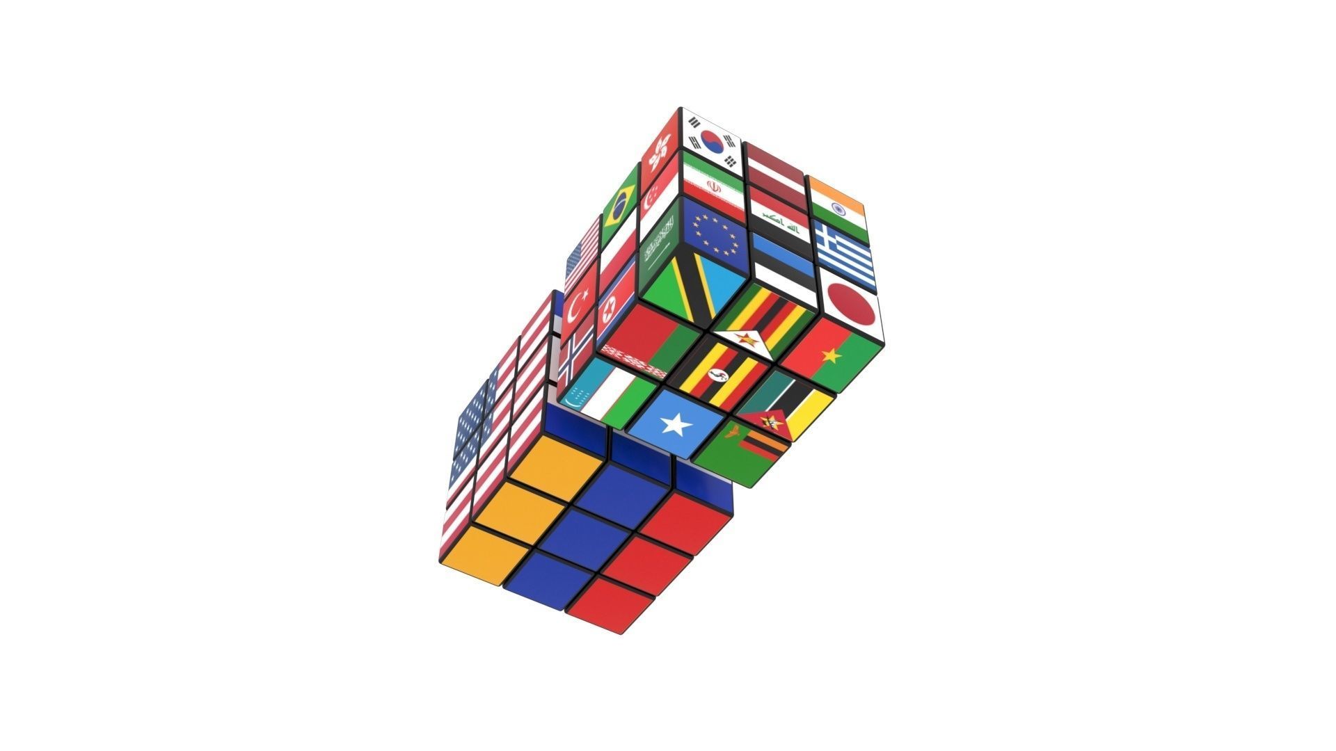 Rubiks Cubes With Flags 3D model | CGTrader