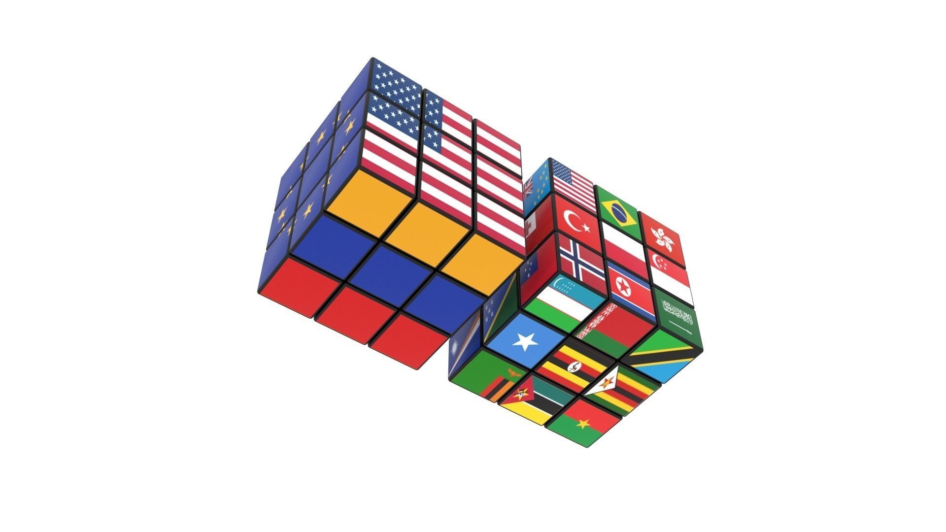 Rubiks Cubes With Flags 3D model | CGTrader